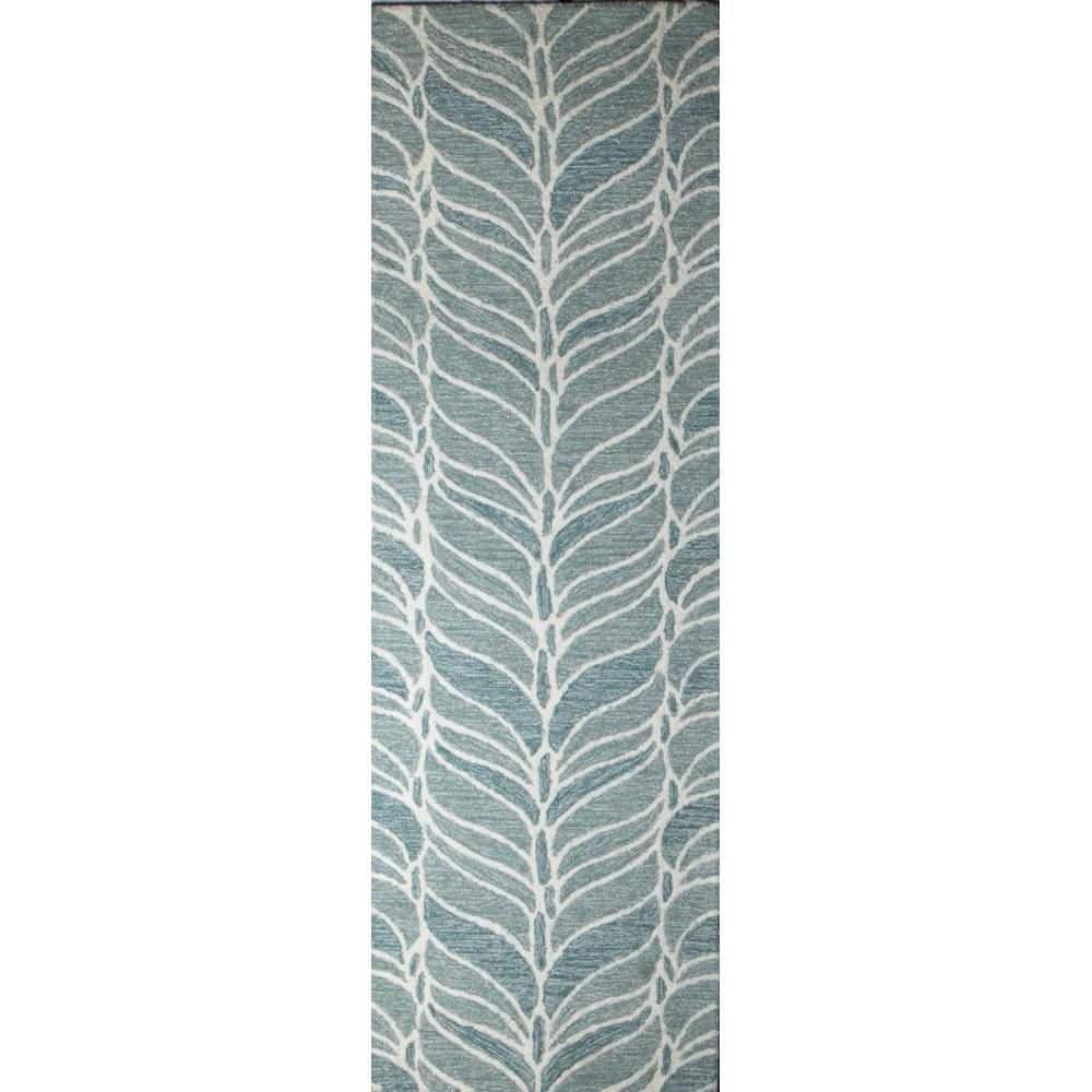 BASHIAN Valencia Teal 3 ft. x 8 ft. (2 ft. 6 in. x 8 ft.) Floral ...