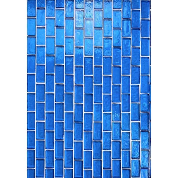 ABOLOS Tropical Style Ocean Blue 12 in. x 12 in. Recycled Brick Glass ...