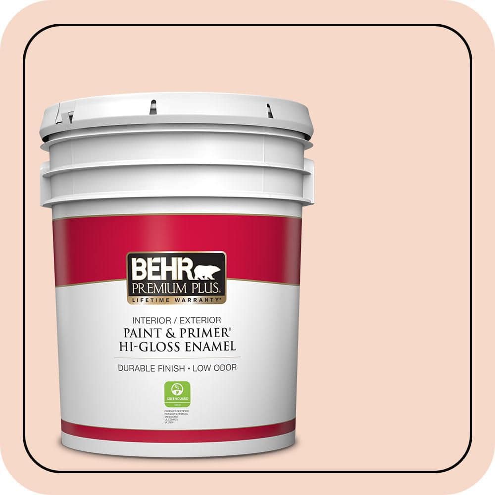 BEHR PREMIUM PLUS 5 gal. #M200-1 Peach Sachet Hi-Gloss Enamel Interior ...