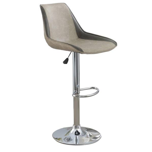 Benjara Carl 25- 29 in. Beige Low Back Metal Frame Adjustable Height ...