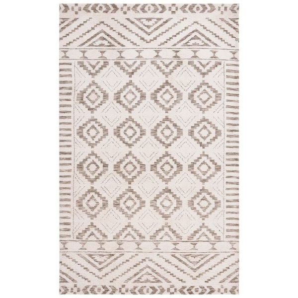 SAFAVIEH Audrey 8 ft. x 10 ft. Ivory/Beige Geometric Diamond Area Rug ...