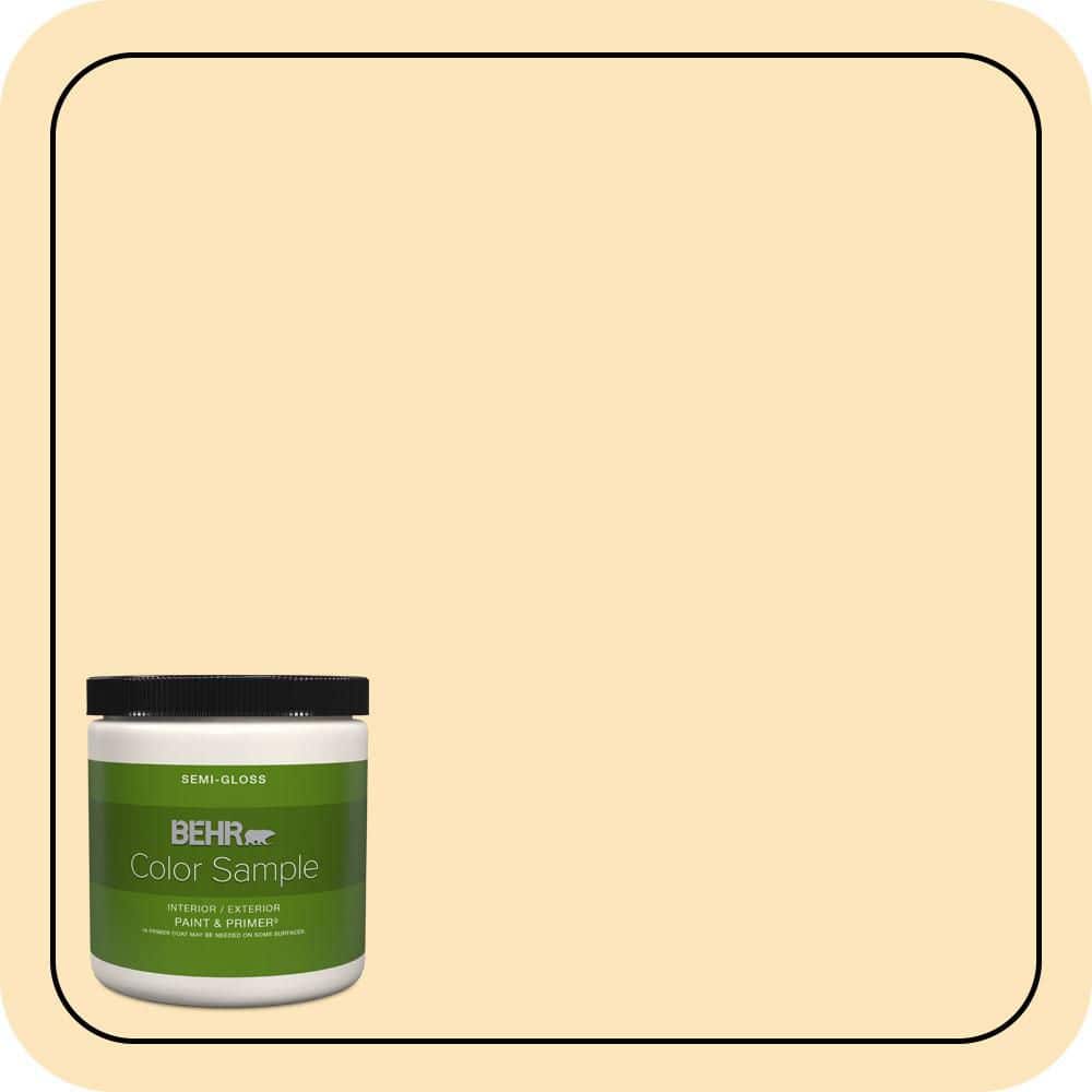 BEHR PREMIUM PLUS 8 oz. #350C-2 Banana Cream Semi-Gloss Interior ...