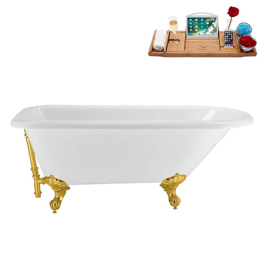 Streamline 62 in. x 29 in. Acrylic Clawfoot Soaking Bathtub in Glossy ...