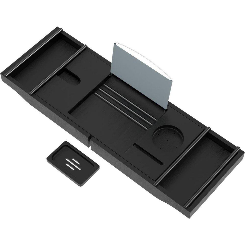 Dracelo Dark-black Bathtub Caddy Tray for Luxury Bath, Expandable ...
