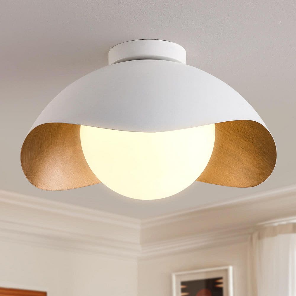Maxax 15.5 in. White Metal Modern Flush Mount Lighting Hallway Bedroom ...