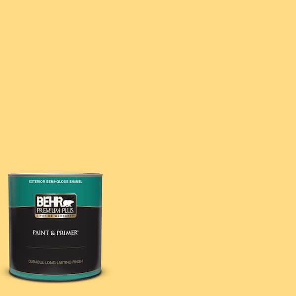 BEHR PREMIUM PLUS 1 qt. #P290-4 Spirited Yellow Semi-Gloss Enamel ...