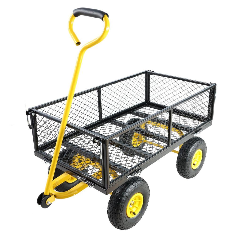6.5 cu. ft. Heavy-Duty Metal Garden Cart with Inflatable Tires-Perfect ...