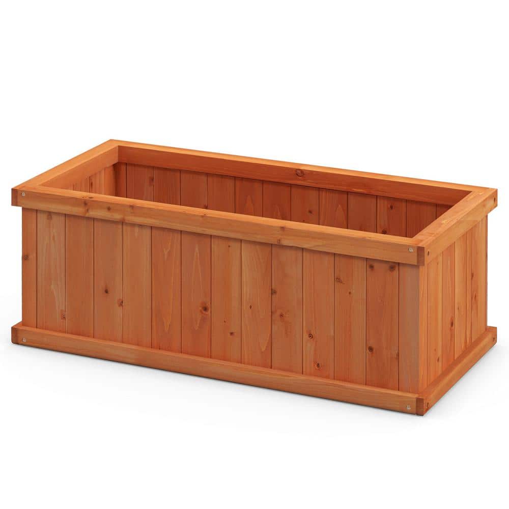 FORCLOVER Wood Raised Planter Box with 4 Drainage Holes and Detachable ...