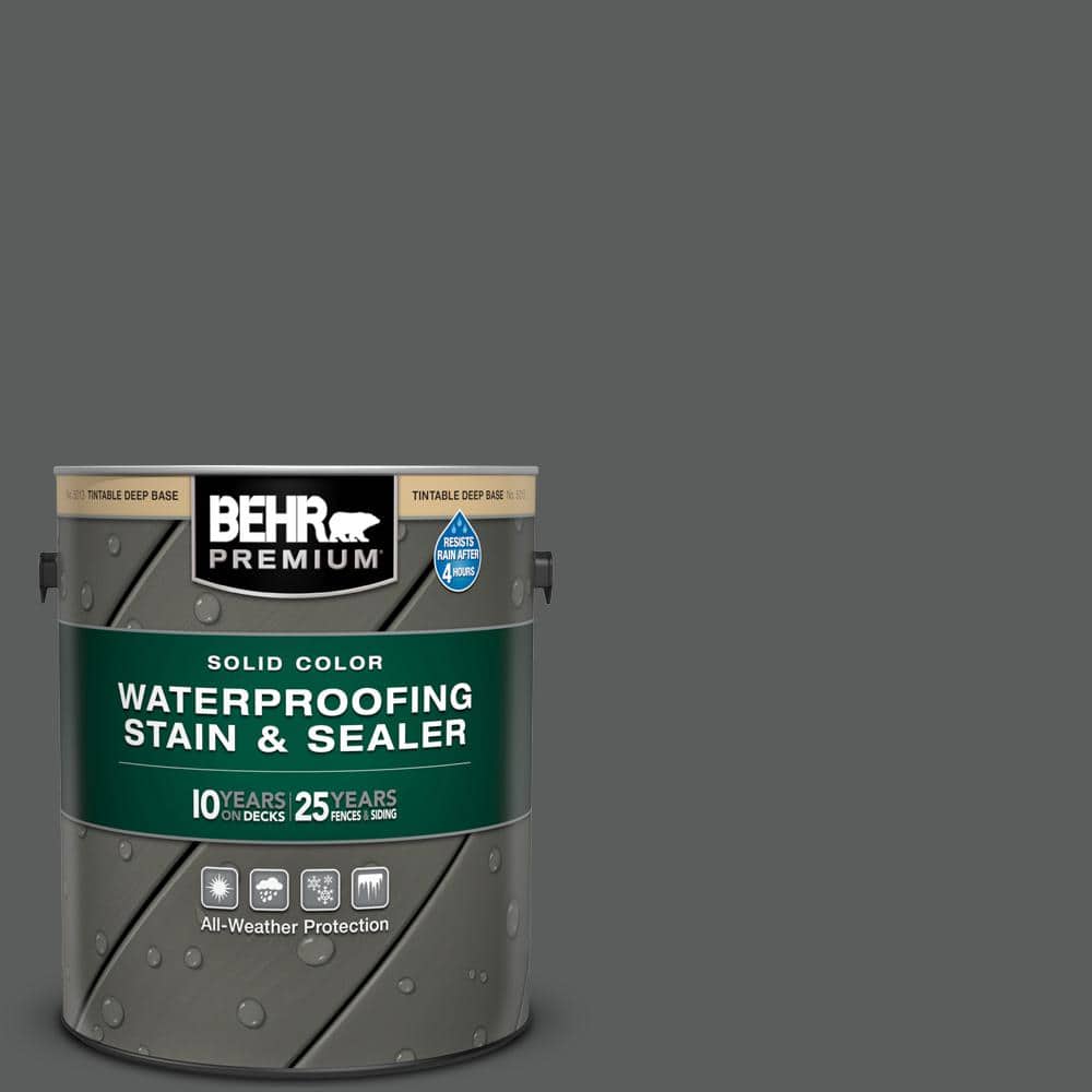 BEHR PREMIUM 1 gal. #N520-6 Asphalt Gray Solid Color Waterproofing ...