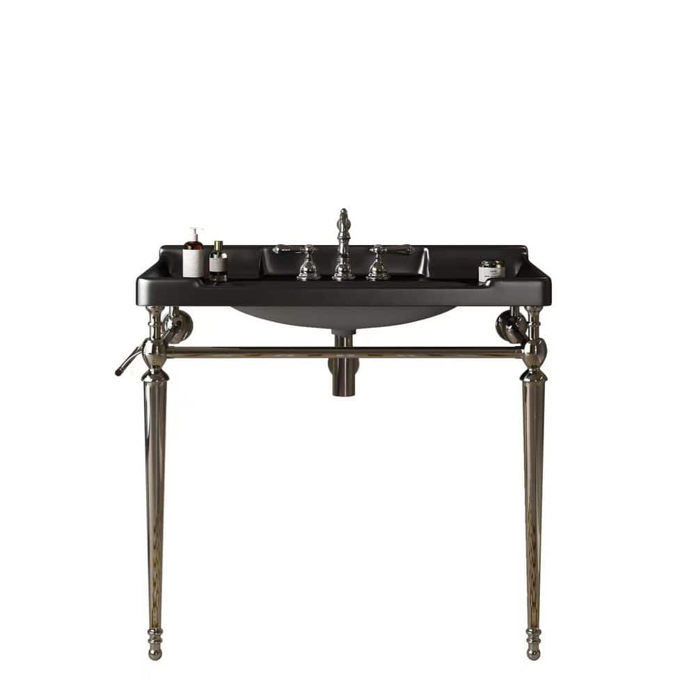 Wynnt Modern 36 in. Ceramic Console Sink with Stainless Steel in Chrome ...