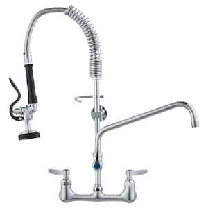 SKYSHALO 26 in. Commercial Faucet Double Handle Pull Down Sprayer ...