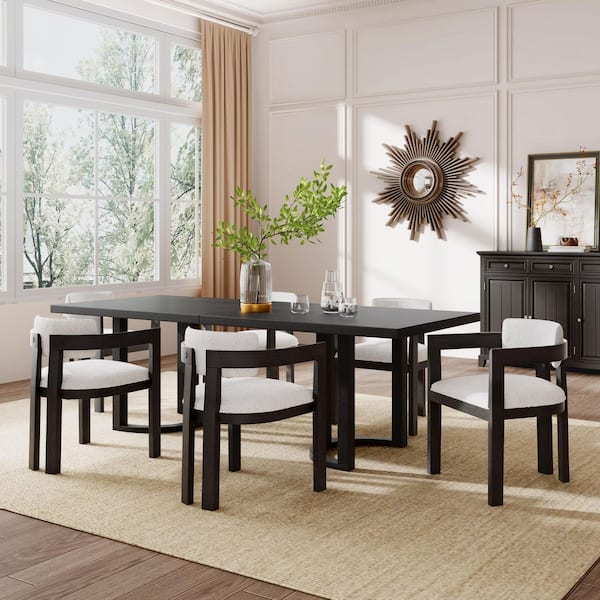 Harper & Bright Designs High-End Lines 7-Piece 95 in. Black Dining Sets ...