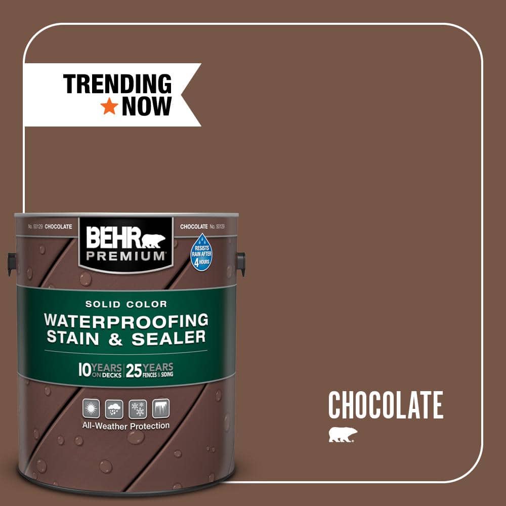 BEHR PREMIUM 1 gal. #SC-129 Chocolate Solid Color Waterproofing ...