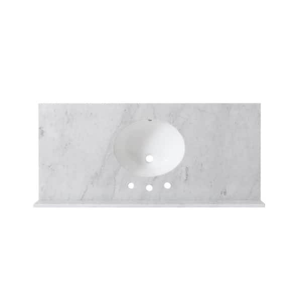 Flynama 49 in. x 22-in. Carrara White Marble Vanity Top Sample with ...
