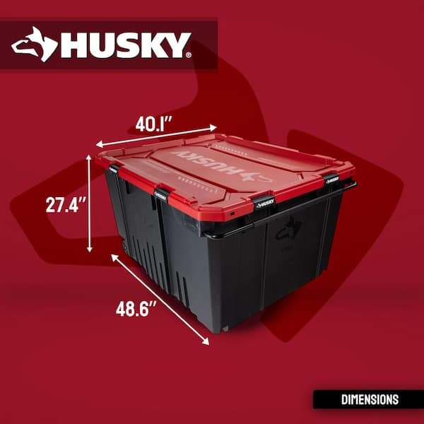Husky 170 Gal. Pro Grip Storage Tote in Black with Red Lid 999-170G ...
