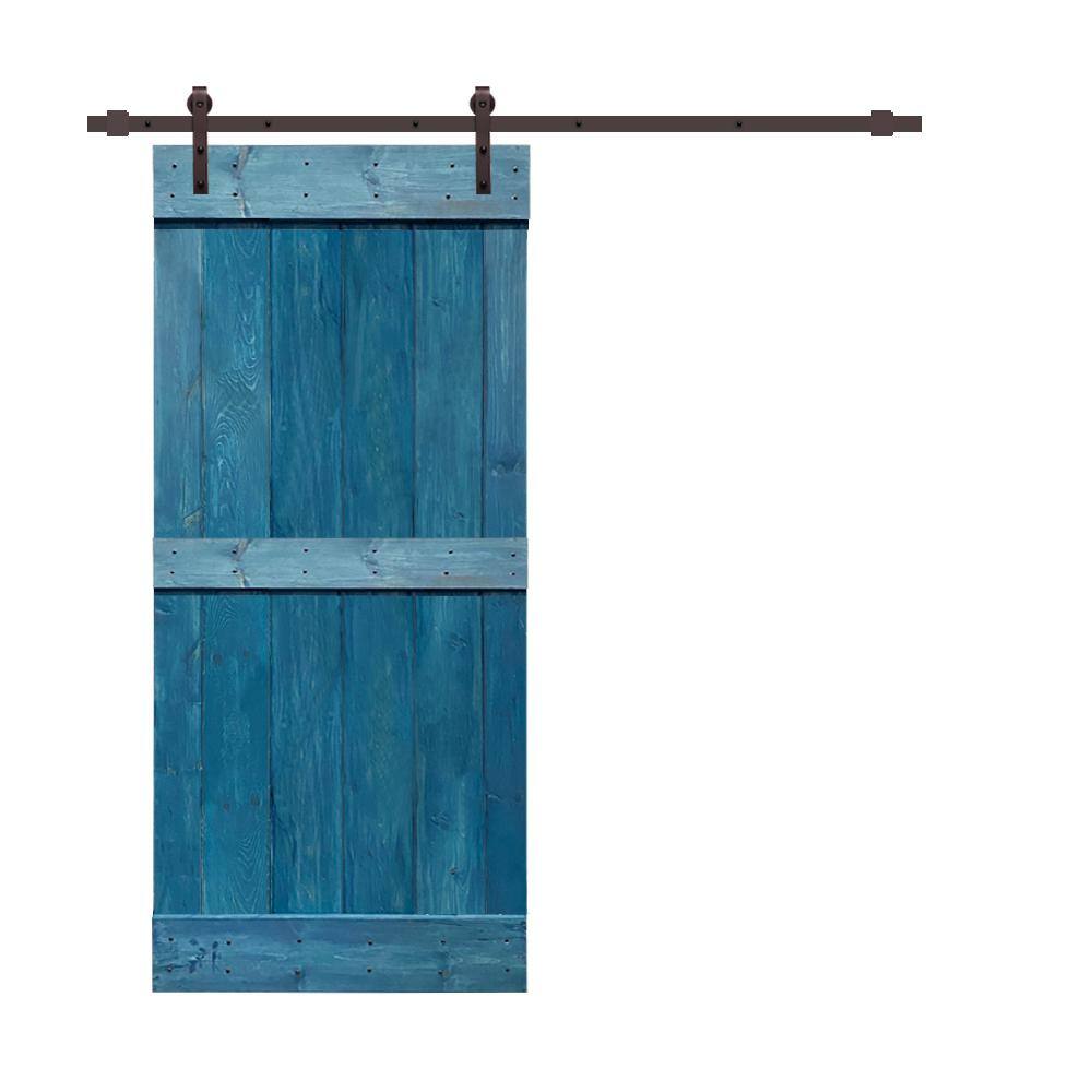 CALHOME Mid-bar Series 36 in. x 84 in. Pre-Assembled Ocean Blue Stained ...