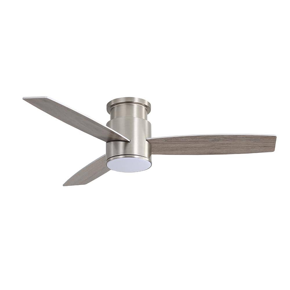 MLiAN 3.6 ft. 3-Plywood Blades Nickel/Wood Grain LED Flush Mounted ...