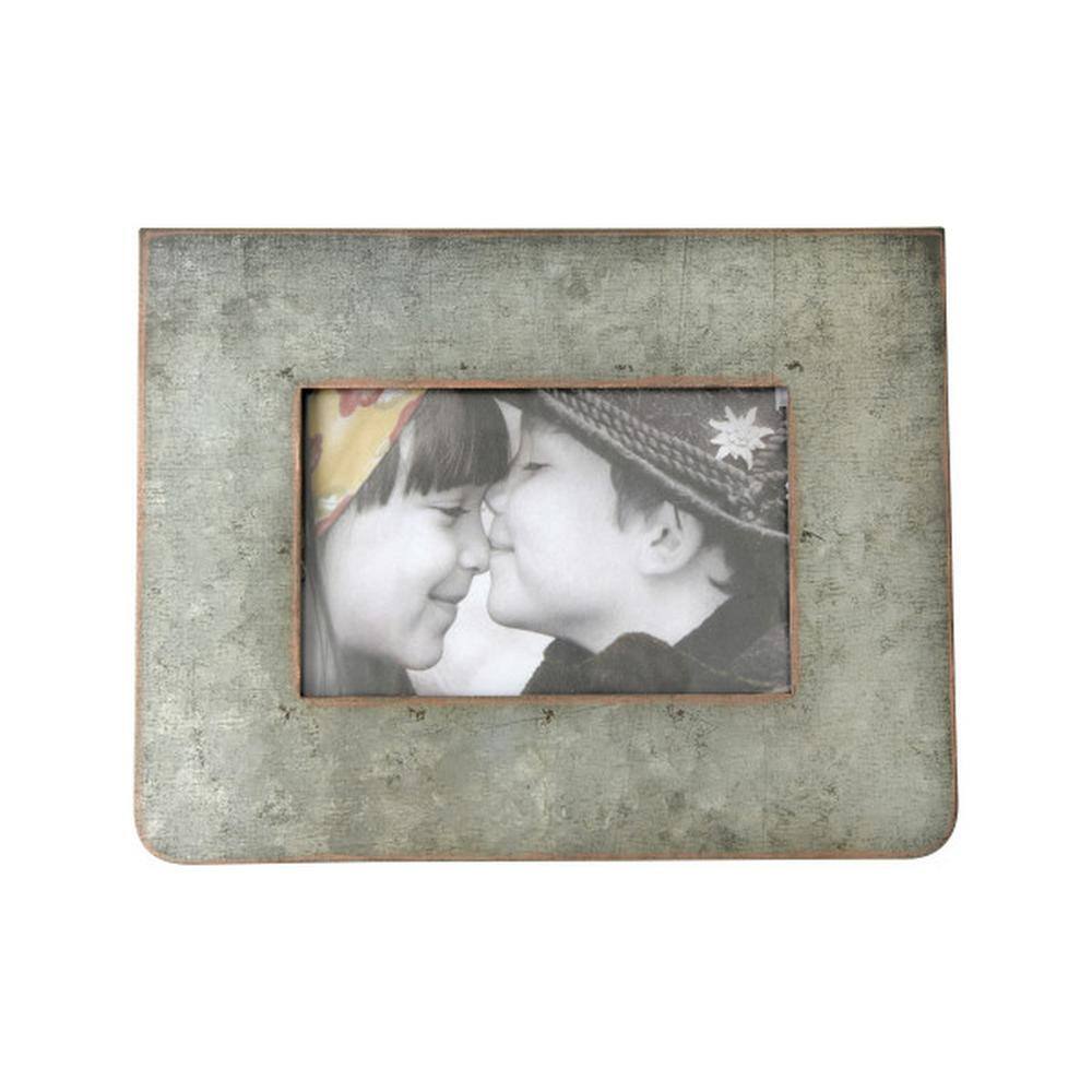 Storied Home 3 in. x 5 in. Galvanized 2-Sided Standing Picture Frame ...