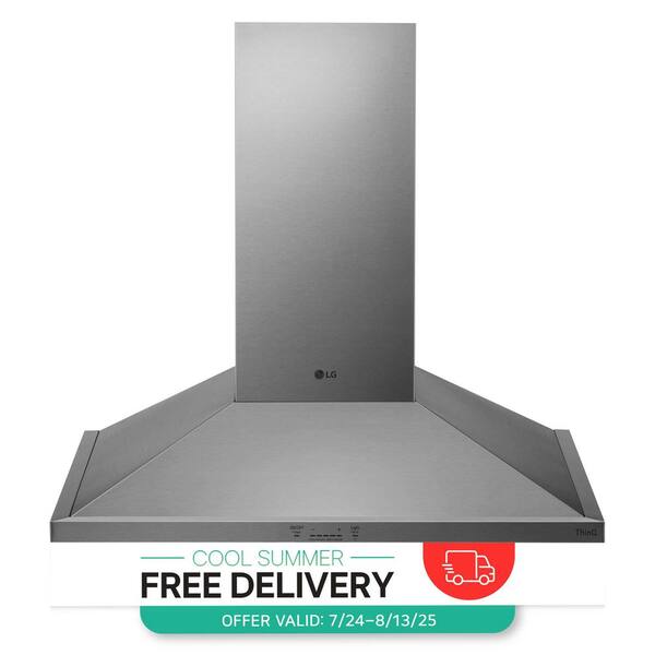 LG 30 in. Smart Wall Mount Range Hood with LED Lighting in Stainless ...