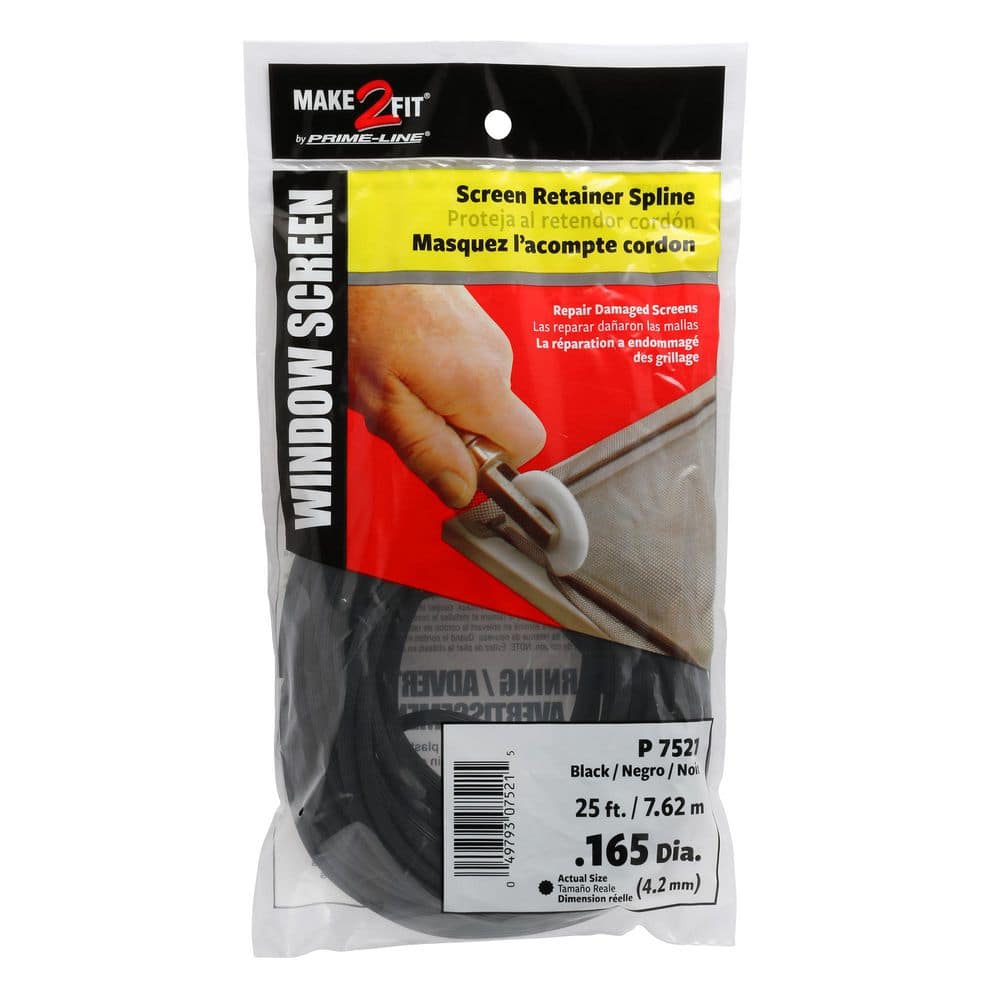 Prime-Line 0.165 in. x 25 ft. Roll Black Screen Spline P 7521 - The ...