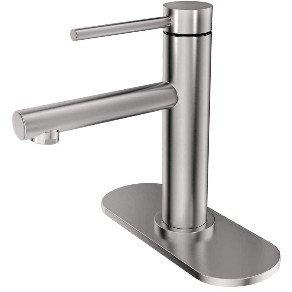 HOMEMYSTIQUE Single Handle Single Hole Low-Arc Bathroom Faucet with ...