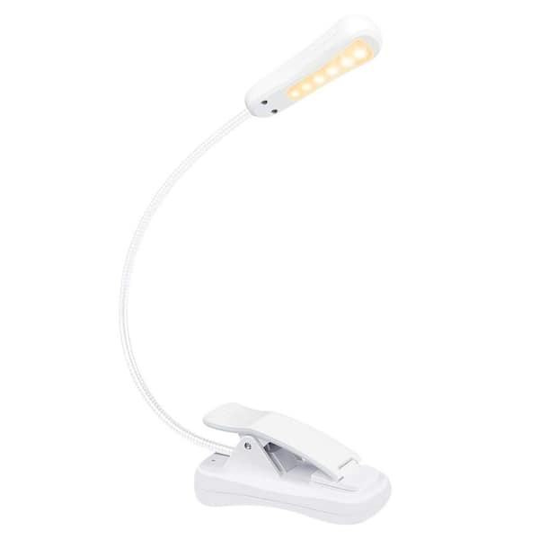 5.5 in. Elegant White Dimmable LED Reading Lamp with USB Port and ...