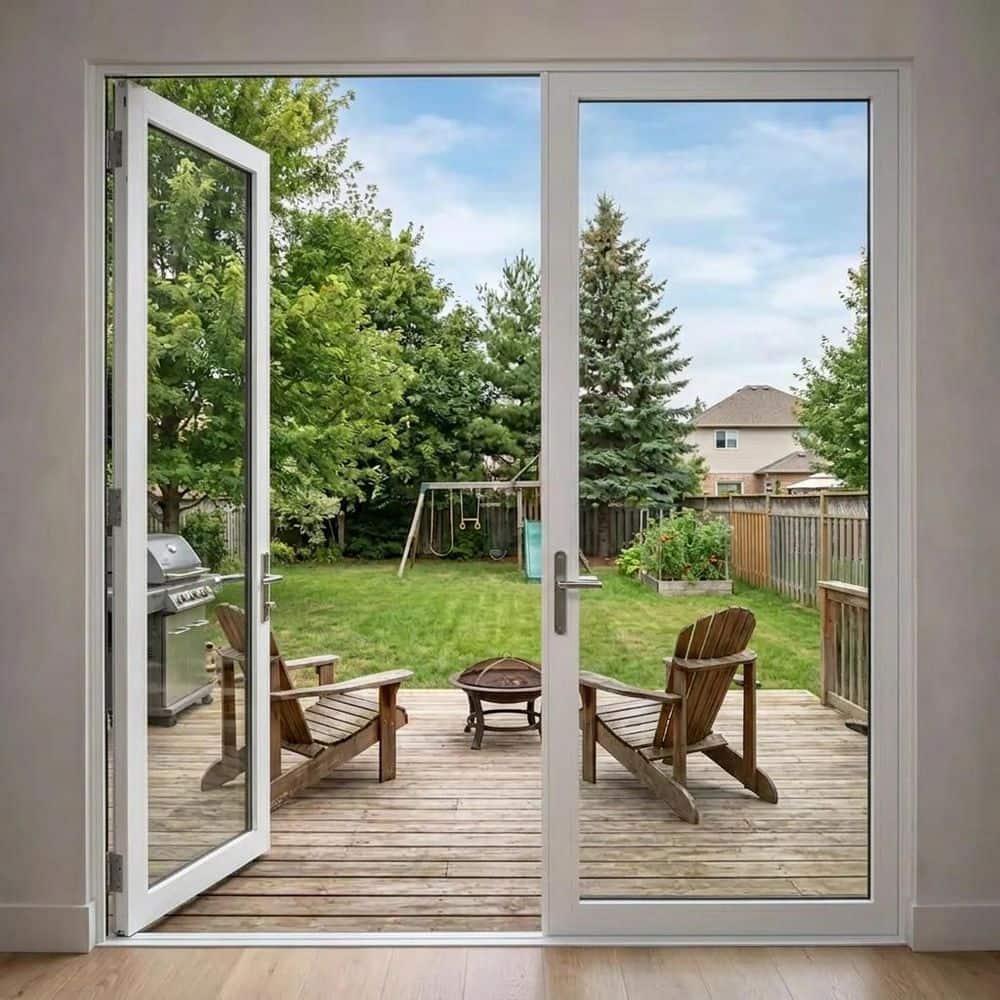 ATVIO 72 in. x 80 in. White Outswing Aluminum French Patio Door with ...