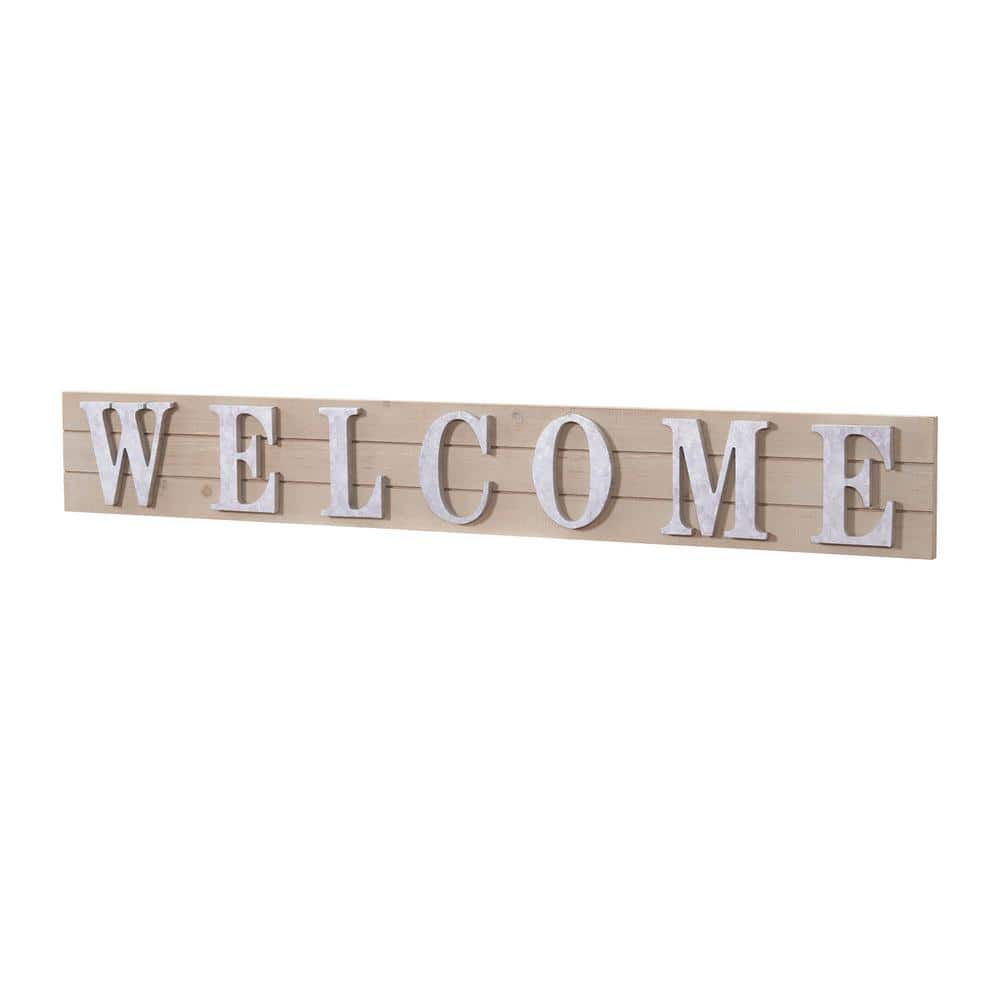 HEMSLY INC Modern Farmhouse "WELCOME" Wood and Metal Decorative Sign ...
