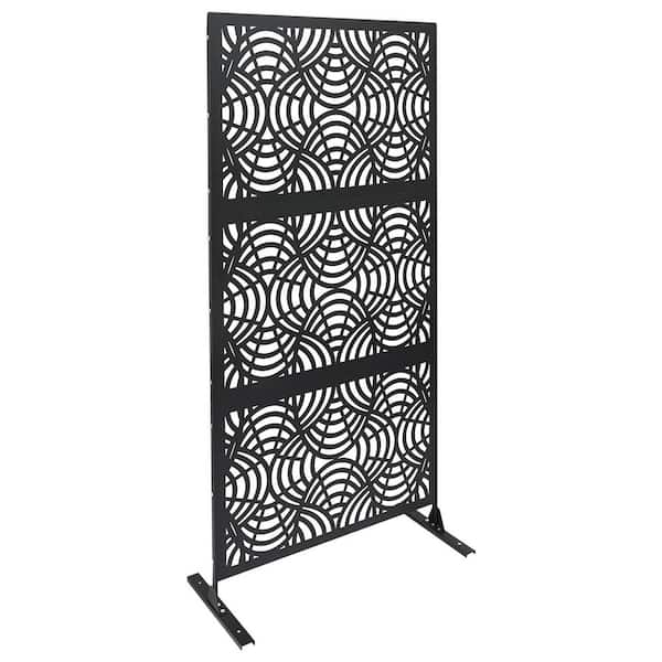 YIYIBYUS 6.2 ft. x 2.9 ft. Black Steel Privacy Fence Screen Outdoor ...