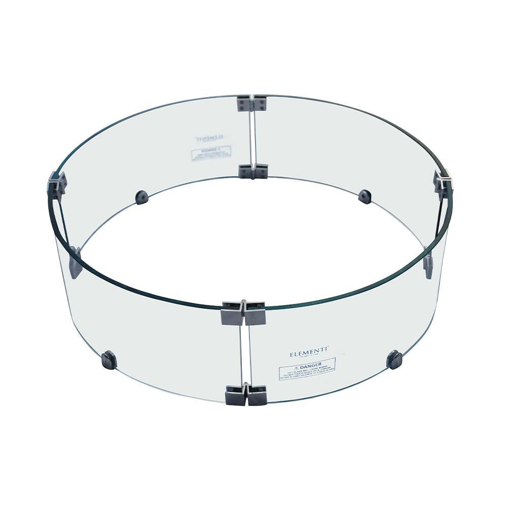 Elementi Boulder 25 in. x 7 in. Round Tempered Glass Outdoor Fire Pit ...