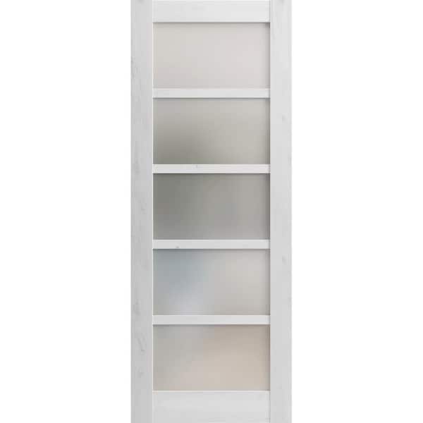 Sartodoors 42 in. x 44 in. Solid MDF Frosted glass Nordic White ...