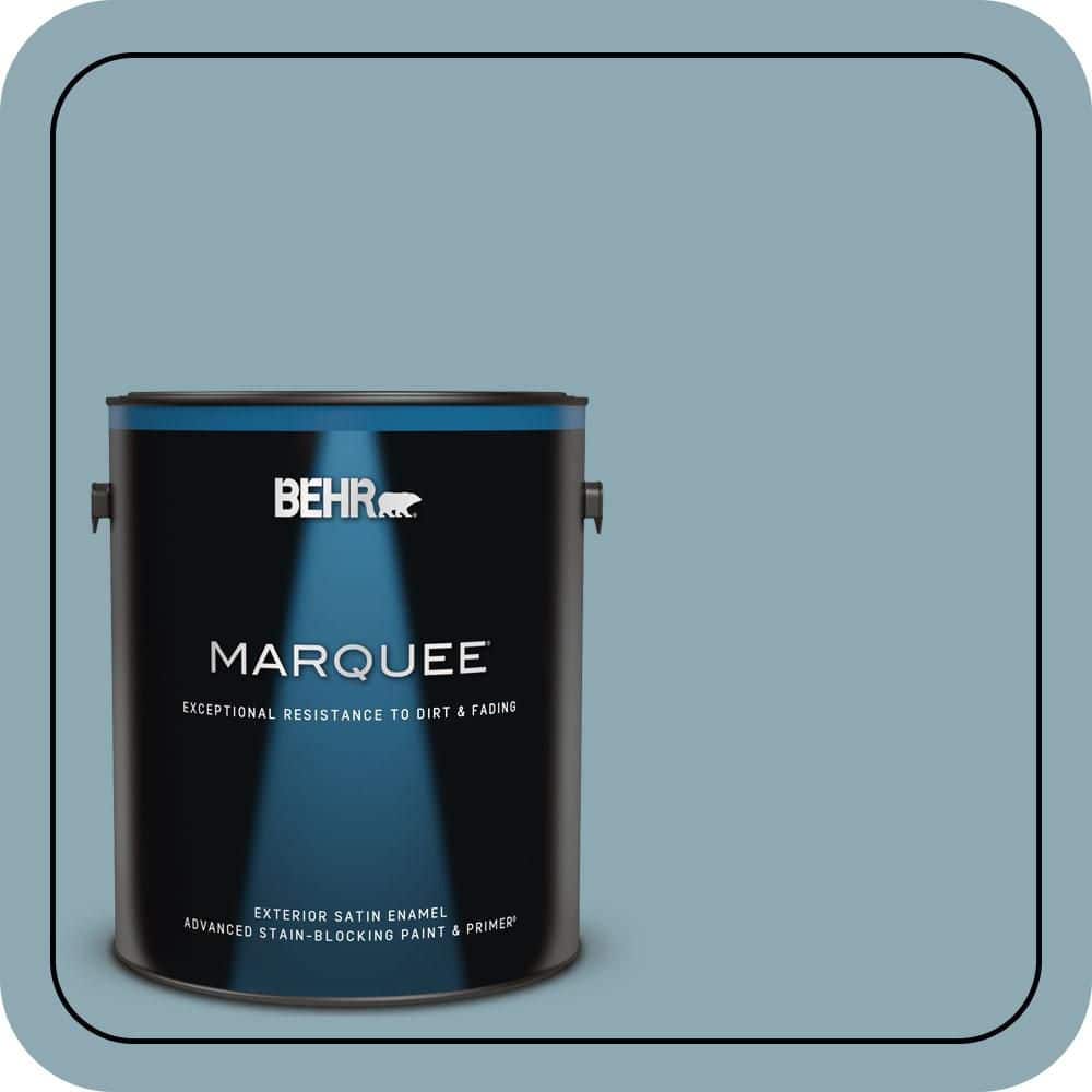 BEHR MARQUEE 1 gal. #530F-4 Newport Blue Satin Enamel Exterior Paint ...