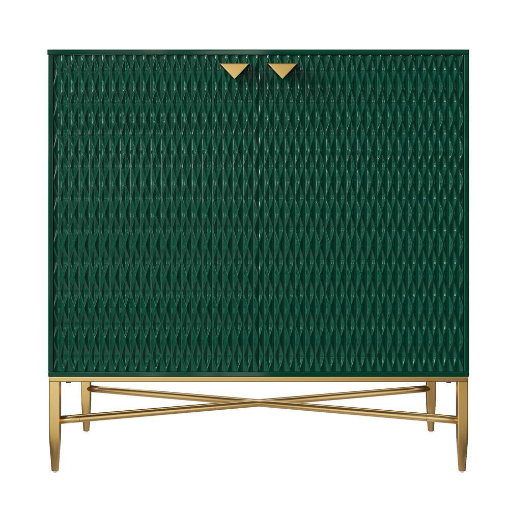 Boyel Living 32.8 in. H 2 Door Green Locker Accent Storage Cabinet with ...