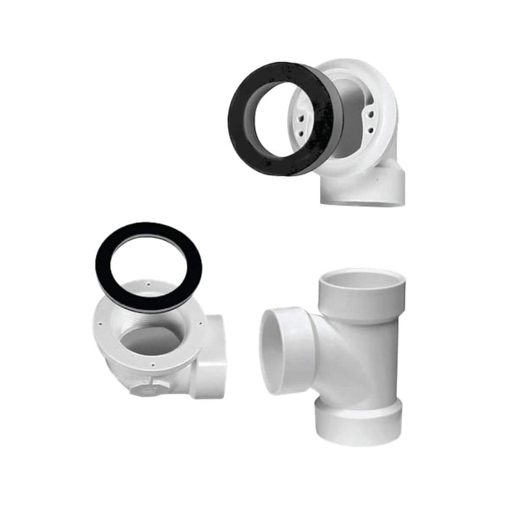 PF WaterWorks Bathtub Drain Rough-In Kit with Universal Tee - Sch. 40 White PVC PF0880-PVC-TL ...