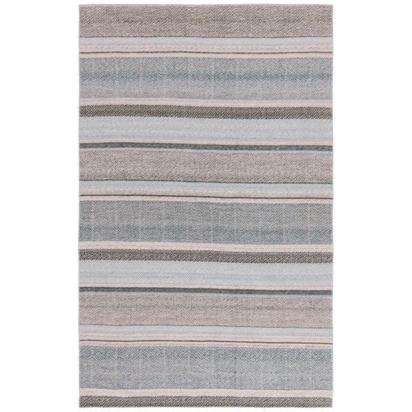 SAFAVIEH Cabo 9 ft. x 12 ft. Black/Light Blue Striped Area Rug CAB370Z ...