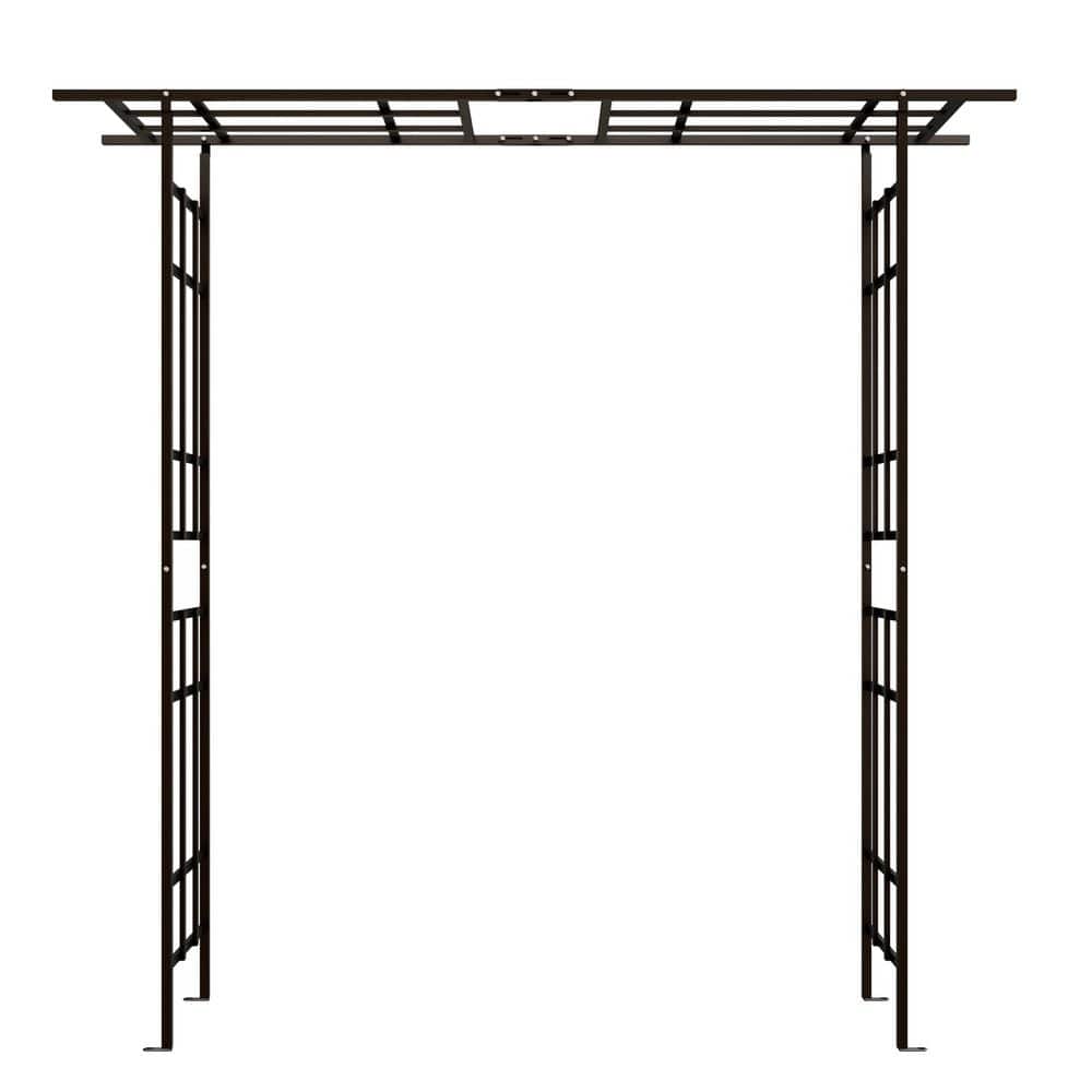 Adjustable 101.97 in. x 78.15 in. Black Metal Garden Arch Arbor with ...