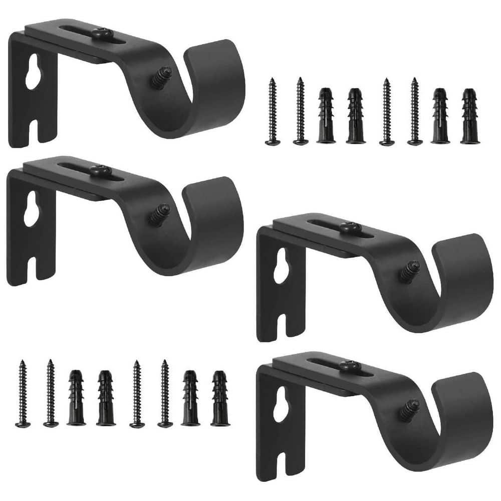 Black Iron Adjustable Curtain Rod Brackets for 3/4 or 5/8 Inch Rod ...