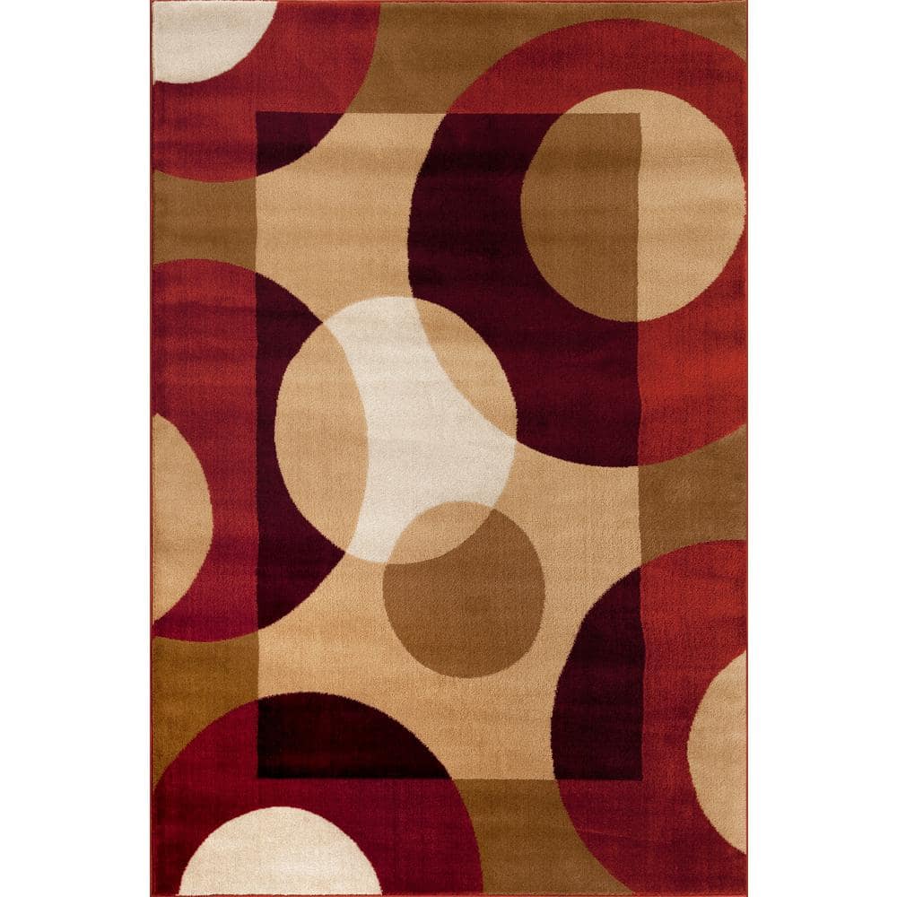 World Rug Gallery Contemporary Circles Multi 3 ft. 3 in. x 5 ft. Indoor ...
