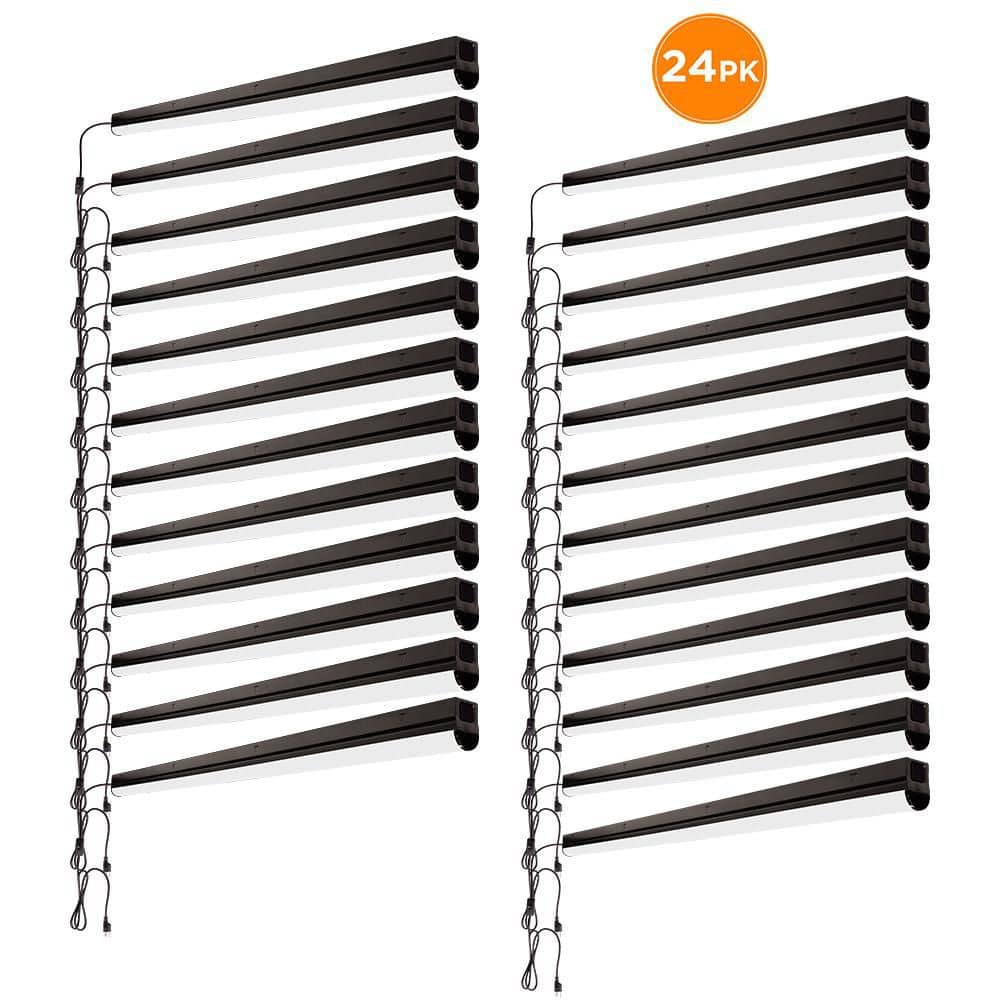 Commercial Electric 24-Pack 4 ft. Garage LED Linkable Matte Black Strip ...