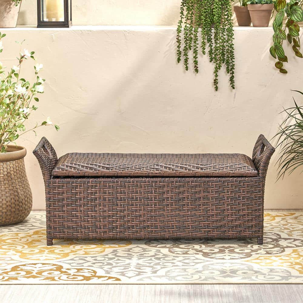 1-Piece Wicker Outdoor Storage Stool for Garden Porch Patio JX-52555 ...
