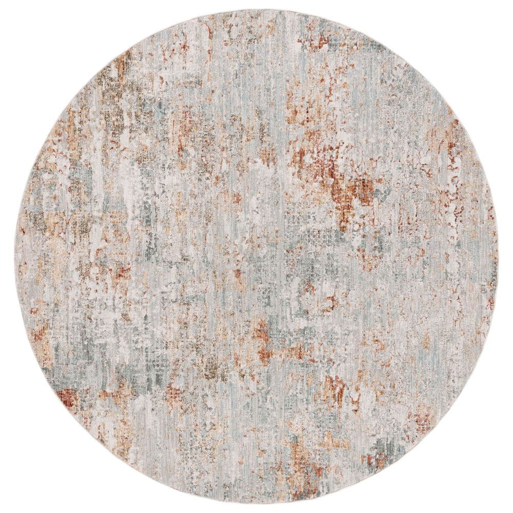 SAFAVIEH Adrianna 7 ft. x 7 ft. Blue/Rust Classic Marble Round Area Rug ...