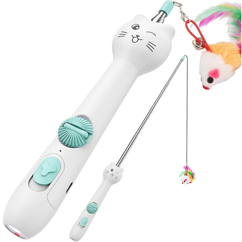 Lukyamzn 2-in-1 Interactive Cat Toy Light and Retractable Pole Screen w ...