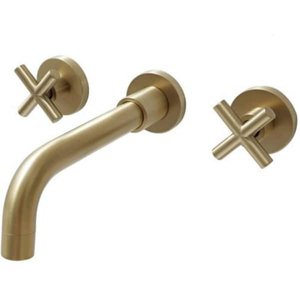 Double Handle Wall Mounted Faucet with Deck Plate and Ceramic Disc ...