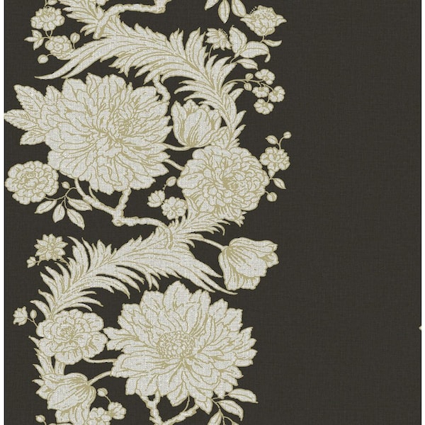 A-Street Prints Gisela Black Floral Columns Wallpaper Sample 4173 ...