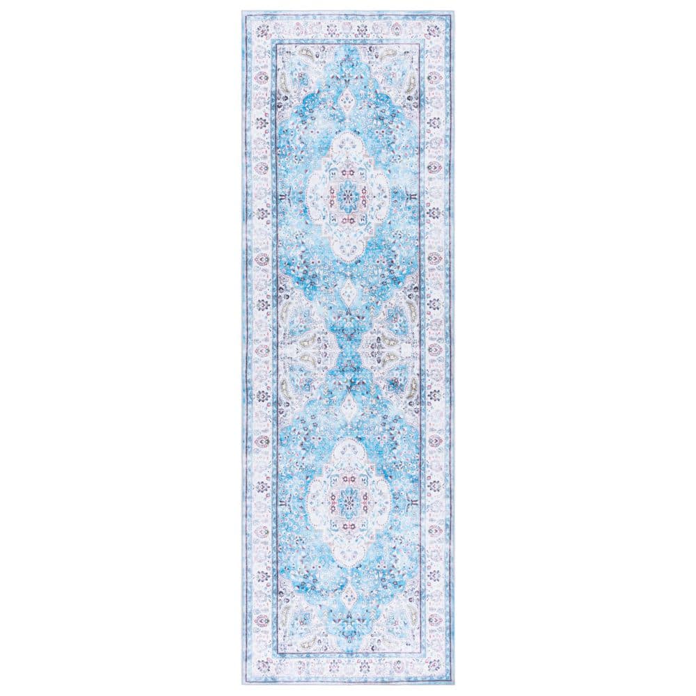 SAFAVIEH Martha Stewart Washable Turquoise/Beige 3 ft. x 8 ft. Machine ...