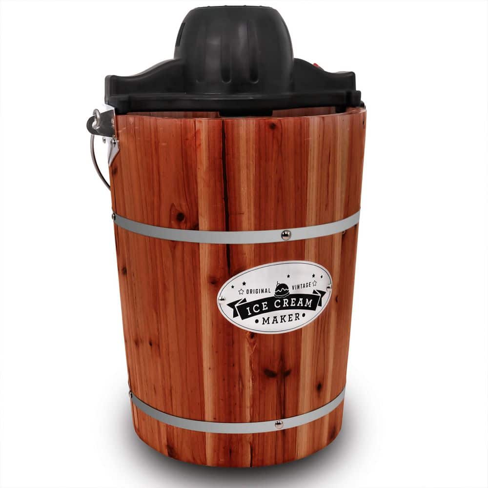 Elite Gourmet EIML2502 6 qt. Old Fashioned Ice Cream Maker, Brown ...