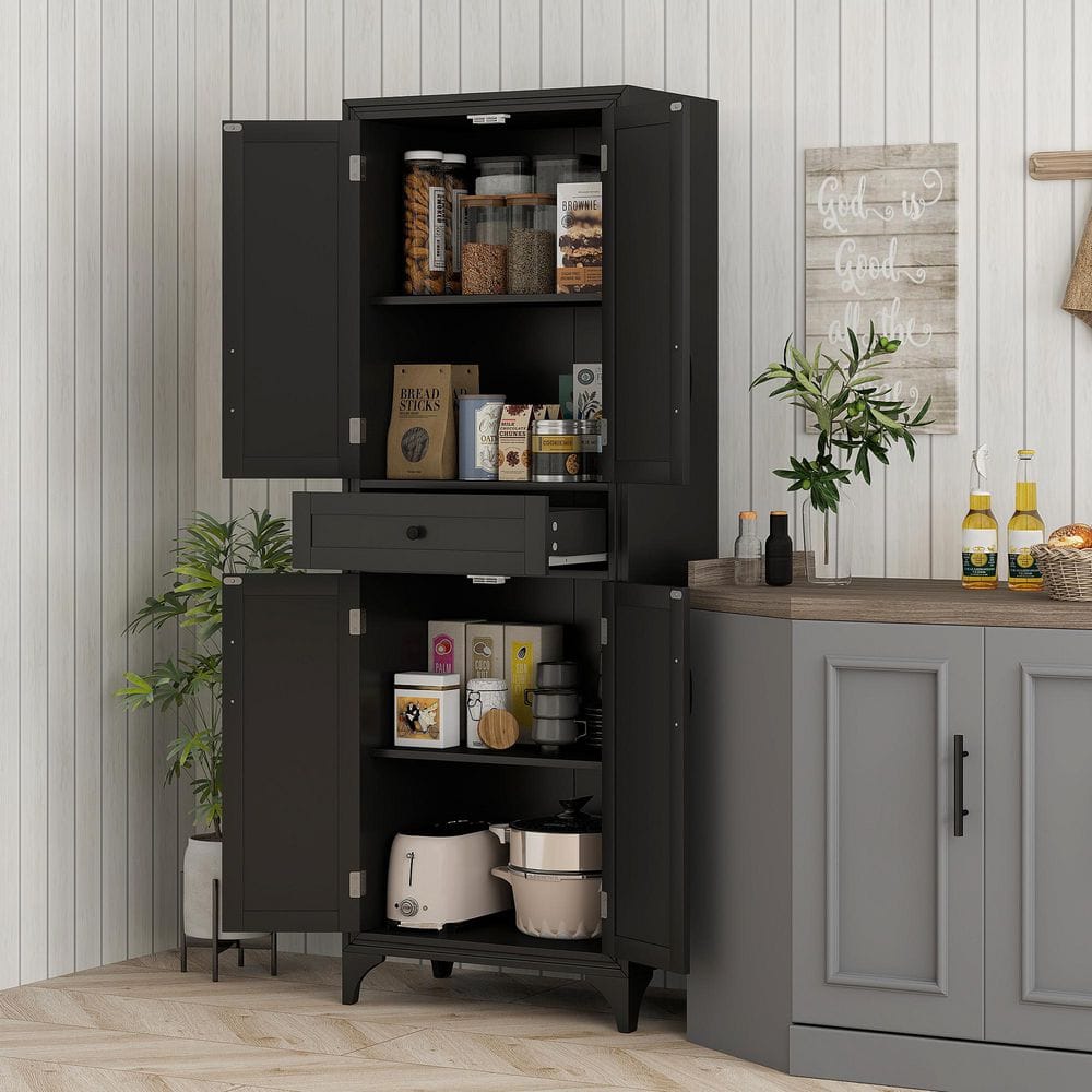 HOMCOM 67 in. Freestanding Kitchen Pantry Storage Cabinet with Doors ...