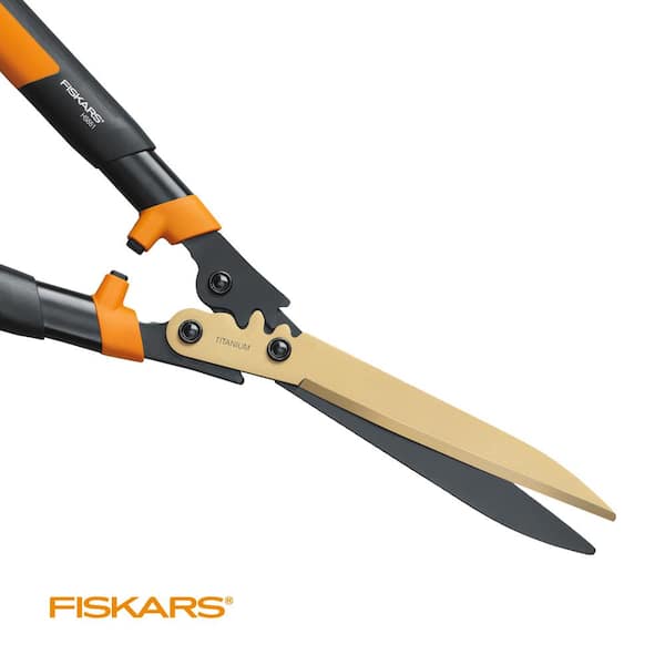 Fiskars Titanium Coated Blades 23 in. PowerGear 2 Hedge Shears 392862 1004 The Home Depot