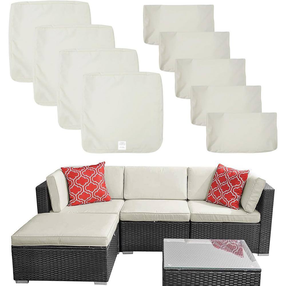 WNP 25.6 in. x 25.6 in. x 4 in. (9-Piece) Deep Seating Outdoor ...