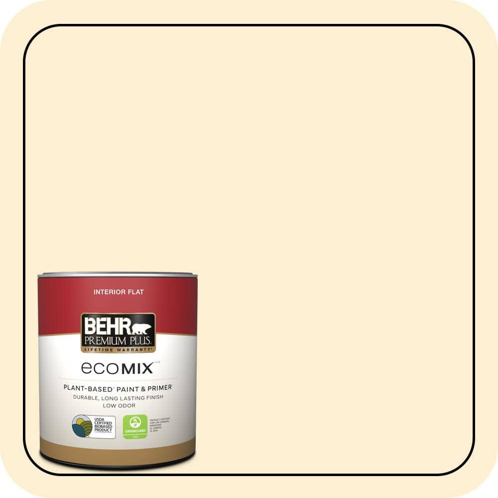 BEHR PREMIUM PLUS 1 qt. #330A-1 Bonnie Cream Flat EcoMix Plant-Based ...